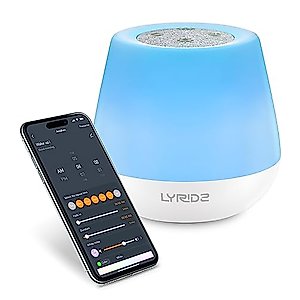 Lyridz Baby Sound Machine Night Light, White Noise Machine for Sleeping, Toddler Sleep Trainer with 24 Soothing Sounds, Time-to-Rise, Portable, 32 Lighting Effects DIY Colors, APP & Voice Control