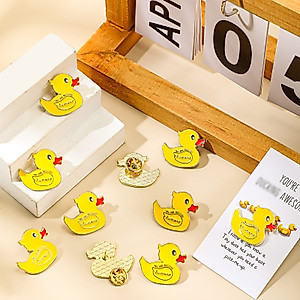 Fuutreo 100 Set Yellow Duck Brooches with You're Awesome Funny Pun Cheer up Card Duck Lapel Pins for Backpack Employee Appreciation Gift for Women Student Camp Gifts Coworker (Yellow)