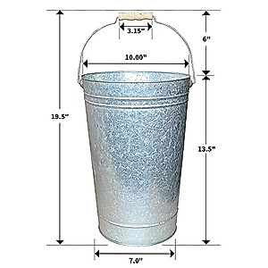 Eonvgei Metal 3.5 Gallon Large Wastebasket Trash Can,with Wooden Handle for Bedroom,Kitchen,Bedroom,Home Office Decor，13 Liters (Silver)