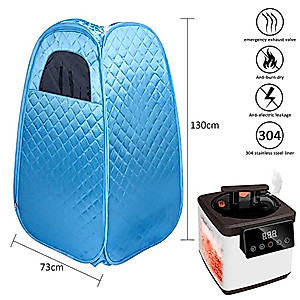 Tabeskly Portable Personal Sauna for Home Indoor Foldable Steam Sauna Tent Room Full Body Steamer Kit One Single Person Mini Sauna Spa Box Portatil Individual (Blue) US Plug