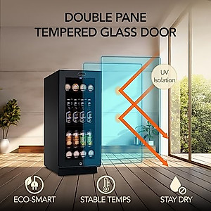 Whynter BBR-801BG Built Beverage Refrigerator and Cooler Mini Fridge with Glass Door with Lock, 3.0 Cubic Feet, Black, 100, Can