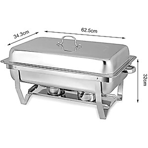 Stainless Steel Food Warmer Buffet Dish Catering Pan, Buffet Heater Stainless Steel Chafing Dish with Food Pans Fuel Holders, for Catering Buffet (Three Grid) (Single Grid)