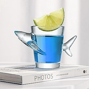 Tirplorare Shot Glasses - Unique and Durable Shark-shaped Glassware Set of 6 for Bartending and Party Supplies