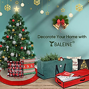 BALEINE Christmas Wrapping Paper Storage Organizer with Flexible Partitions and Pockets, 40" Durable 600D Oxford Fabric Gift Wrap Storage Bag Fits Ribbon, Ornaments, Holiday Accessories (Red)