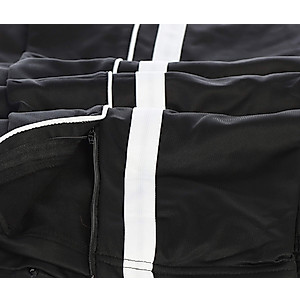 Gioberti Boys Track Jogger Athletic Pants - with Zip Bottom, Black/White, Size 18