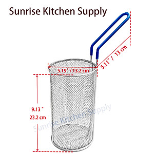 Sunrise Kitchen Supply Stainless Steel Pasta Boil Basket (2, 5" D x 9" H)