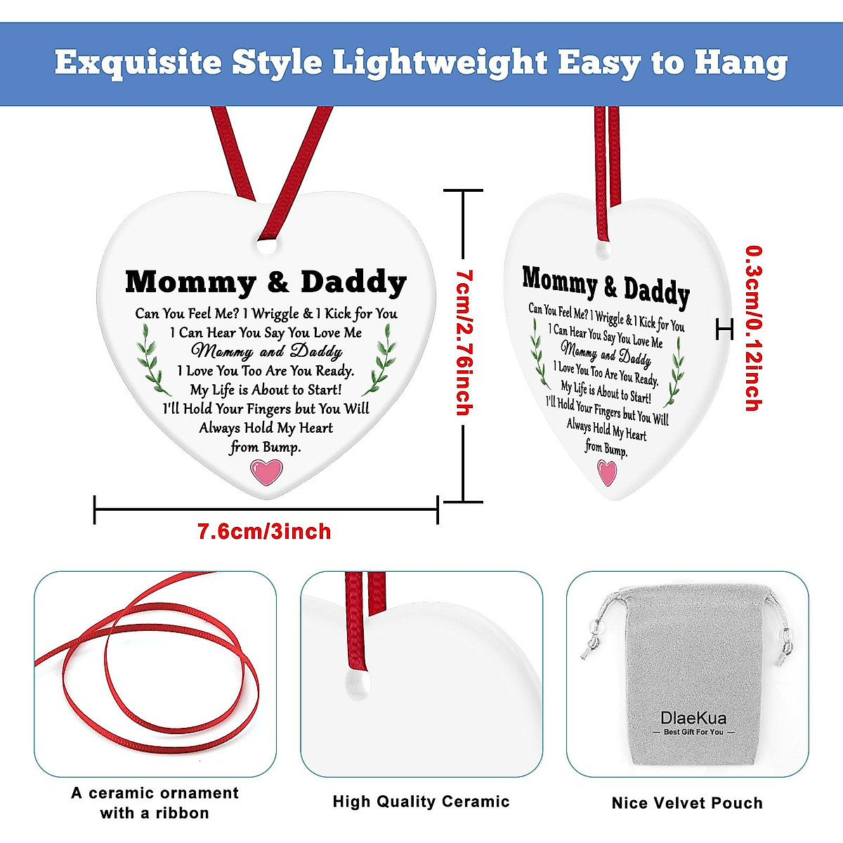 Mom to Be Gift Ornament Ceramic Gifts Pregnancy Announcements Gifts for Friends Dad Mom Gender Reveal Gifts Baby Announcement Daddy Here Comes Mommy Wedding Sign Mommy Dad to be Sign