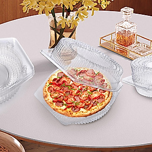 XXUOD 100 Pcs 6 inch Disposable Clear Plastic Dessert Containers with Hinged Locking Lids, Clamshell Takeout Food Containers for Cakes, Pasta, Pizzas, Salads, Cookies, Tiramisu, Sandwiches