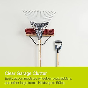 Delta Single Holder Cycle Heavy Duty Garage Utility Helps Support Brooms, Rakes & Other Large Items-Rubberized Coating Protects from Scratches-Easy Installation, 2-Hook