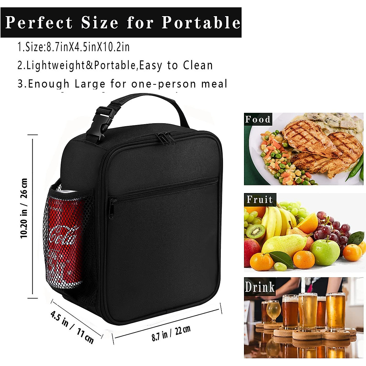 ZM-YOUTOO Lunch Box for Men - Reusable Lunch Bag Men Adult Teen Women Boy Girl - Insulated Small LunchBox for Work School Picnic