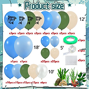 168 PCS Gone Fishing Balloons Garland Arch Party Decorations Set for Birthday Retirement Baby Shower Party Supplies
