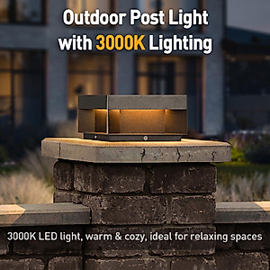 MVBT Outdoor Modern Post Light, 7.9" LED Column Pillar Lamp Fence Deck Cap Lights Waterproof Hard Wired Lantern 3000K Luxury Landscape Lighting for Patio Driveway Posts Garden Yard Decoration