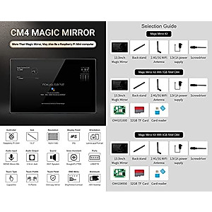 waveshare 13.3inch Magic Mirror Mini-Computer Powered by Raspberry Pi CM4 13.3inch HD Touch Screen with USB/ETH Ports with Powerful Raspberry Pi CM4101000 Inside