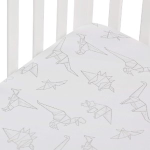 Andi Mae Crib Sheet - Grey Dinosaurs -100% Jersey Cotton - Fits Standard Crib or Toddler Mattresses