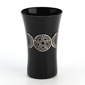 Veronese Design 80 ml Triple Moon Pentagram Sigil Wiccan Alter Black Glass Shot Glass
