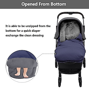Baby Bunting Bag, Footmuff for Stroller Warm Sleeping Bag for Pushchair Stroller and Car Seat, Denim Blue