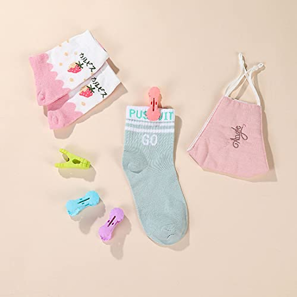 HSCGIN 24pcs Flower Shape Clothes Clips 60x15mm Windproof Photo Paper Pegs Craft Clips for Cloth Drying Hanging Clothespins