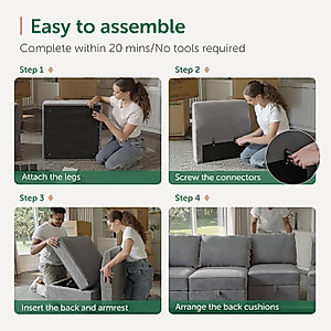 HONBAY Convertible U Shaped Modular Sofa with Chaise Modular Sectional Couch with Storage, Oversized Modular Sofa Sectional Couch for Large Living Room,Grey