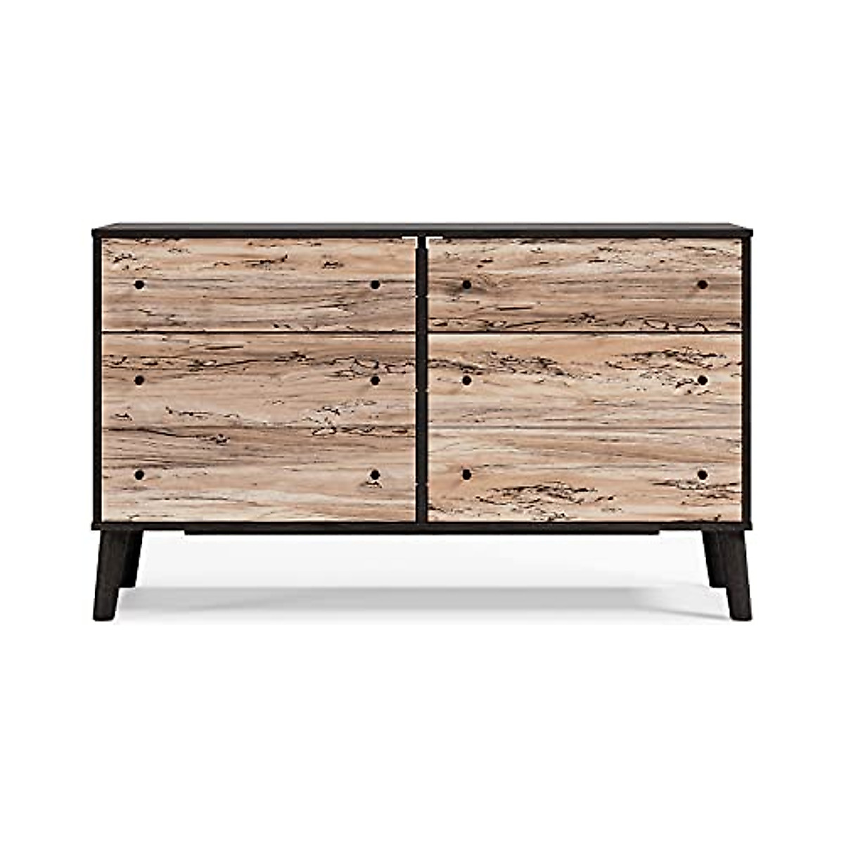 Signature Design by Ashley Piperton Contemporary Scandinavian 6 Drawer Dresser, Two-Tone Black