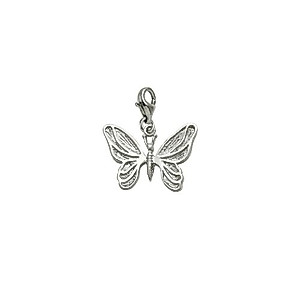 Sterling Silver Butterfly Charm with Lobster Claw Clasp, Charms for Bracelets and Necklaces