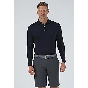 IBKUL Men's Athleisure Wear Sun Protective UPF 50+ Icefil Cooling Tech Long Sleeve Polo 95199 White Solid L