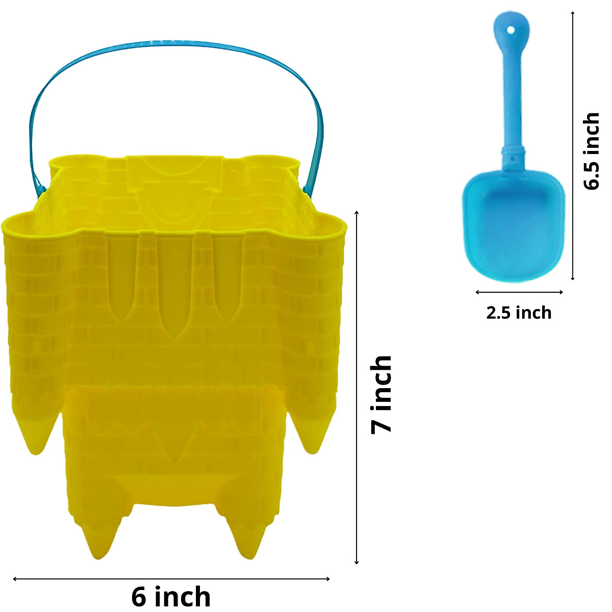 4E's Novelty (4 Sets) Castle Beach Buckets and Shovels, Large Size 7" - Sand Castle Building Kit, Sandcastle Molds Beach Toys for Kids 3-10, Outdoor Sand Toys for Toddlers