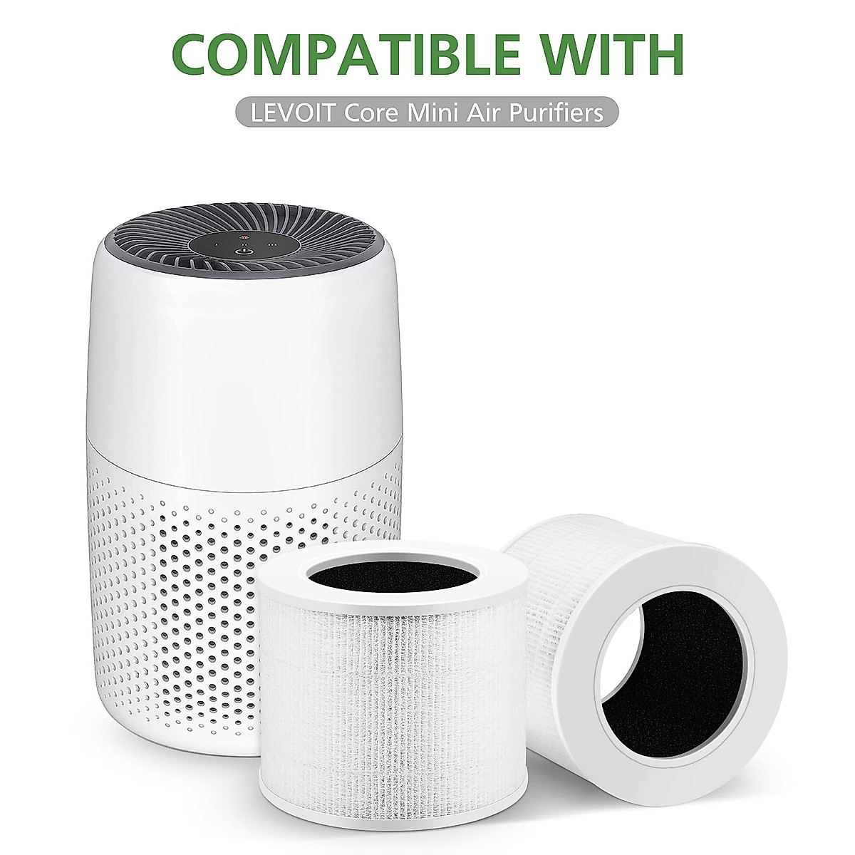 2-Pack Core Mini Filter Compatible with LEVOIT Core Mini Air Purifie-r, 3-in-1 H13 HEPA High-Efficiency Activated Carbon Pre-filter for LEVOIT Core Mini Replacement Filter, Core Mini