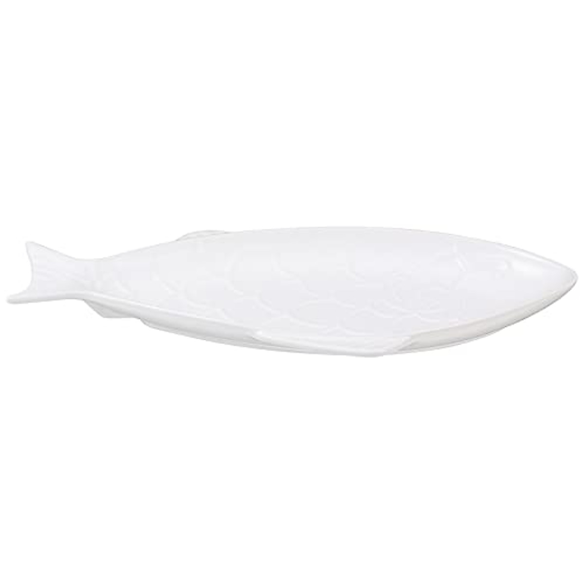 Cabilock Fish Shaped Dish Ceramic Dinner Plate Food Plate Dessert Appetizer Platter Snack Tray Server Fish Decor for Home Restaurant White