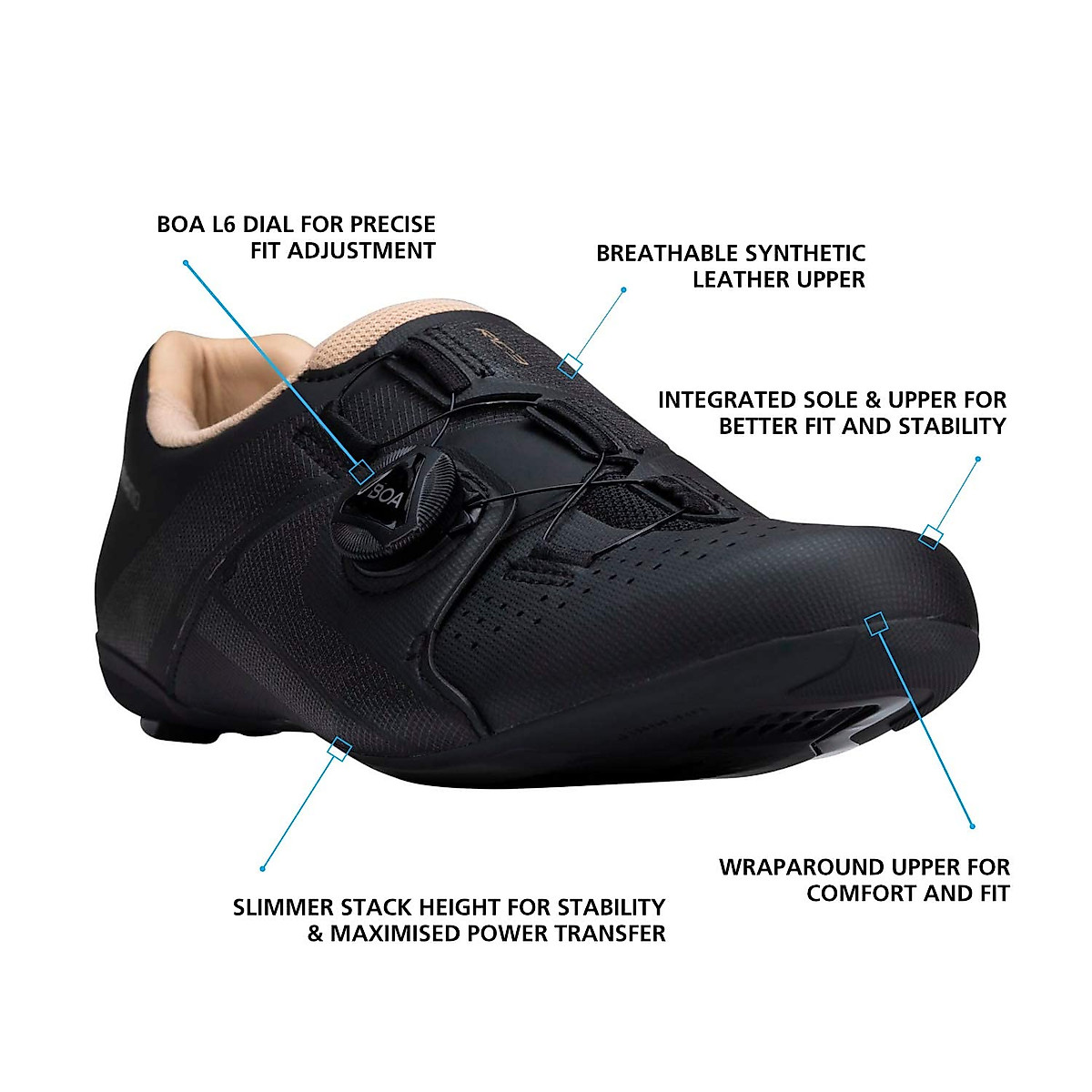 SHIMANO SH-RC300W Value-Packed Road Cycling Shoe, Black, 9-9.5 Women (EU 42)