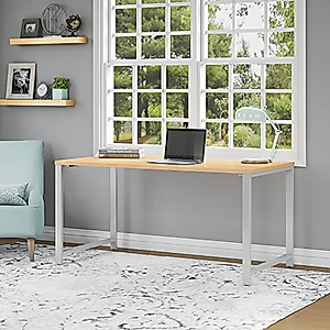 Bush Business Furniture 400 Series Table Desk with Metal Legs, 60W x 30D, Natural Maple