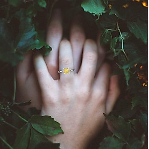 Clara Pucci 1.0 ct Princess Cut Solitaire Canary Yellow Simulated Diamond Bridal Designer Anniversary Engagement Ring Real 14k White Gold