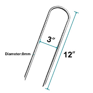 Eurmax USA Trampolines Stakes Canopy Parts Wind Stake 12 Inch Heavy Duty Stake Safety Ground Anchor Galvanized Steel Wind Stakes, Pack of 8(Silver)