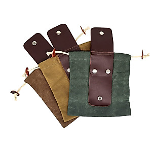 VINGNUT Foraging Bag, Collapsible Foraging Pouch, Outdoor Waxed Canvas Bag ,Leather Bushcraft Belt Bags, Mushroom Collecting Waterproof Pouch for Camping Hiking Traveling