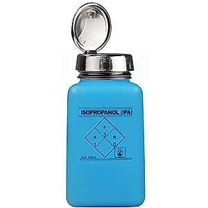 MENDA 35299 High-Density Polyethylene/Hdpe/Steel/Ldpe/Low-Density Polyethylene Dispensing Bottle, One-Touch Liquid Dispenser Pump, Printed "IPA", 6 oz., 16 fl. oz. Capacity, Blue