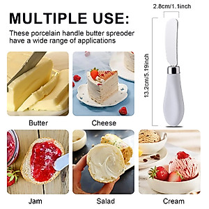 Butter Spreader Knife, Stainless Steel Spreader Knife with White Porcelain Handle for Cutting Butter Cheese and Jam, 1 PC