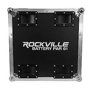 Rockville Battery PAR 61 Pack Black, 8 Pack Rechargeable RGBWA+UV Wash Lights with Charging Flight Case, Includes Remote, 15 Hours Battery Life, Perfect for Events, Parties & DJ Gigs