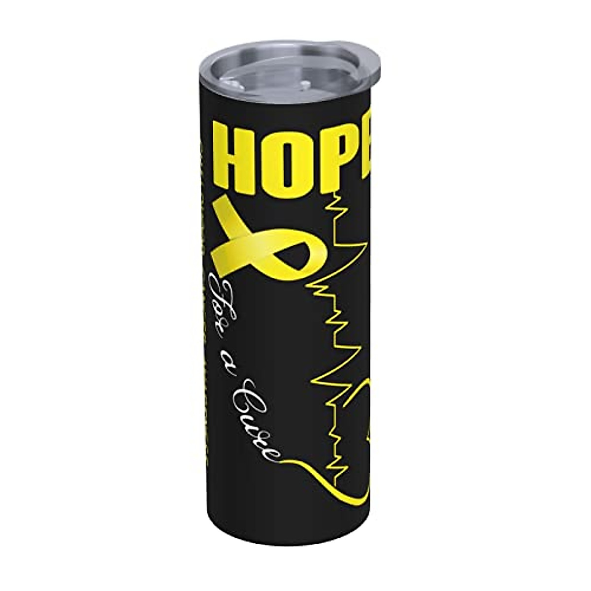 LIICHEES Hope For A Cure Childhood Cancer Awareness Stainless Steel Vacuum Insulated Tumbler 20oz Coffee Cups Travel Mug Water Cup with Leak-Proof Flip Lid Metal Straw Cleaning Brush