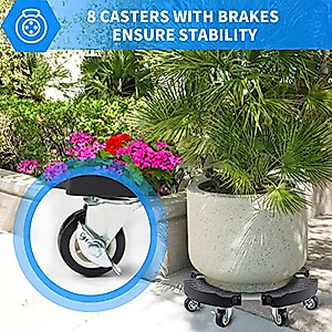Plant Caddy with Wheels Heavy Duty with 8 Lockable Casters, Rolling Plant Stand Adjustable 15"-21", Plant Dolly with Wheels Heavy Duty 330lbs Capacity for Outdoor Indoor Large Plant /Flower Pot