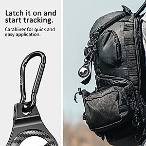 WSKEN for Airtag Case with Keychain 2021,[Anti -Lost] Metal Carbon Fiber Protective Premium Cover Portable Protector Ring Holder for Apple Airtags Accessories- Black