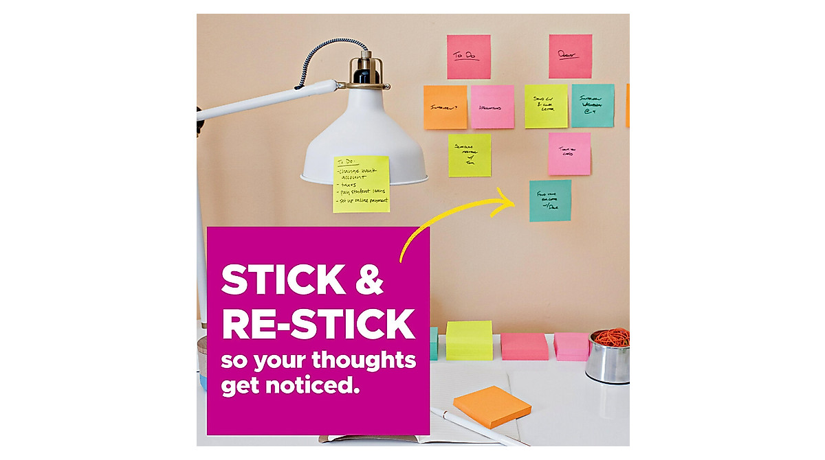 Post-it Super Sticky Notes in Neon Colors | 2X Sticking Power