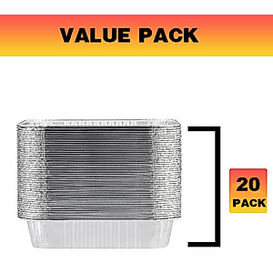 TINTUB 20 PACK 8x8 inch Disposable Aluminum Foil Pans-Square Foli Pans-Prefect for Takeout, Baking Cakes, Breads, Brownies, Bread, Meatloaf, Lasagna,Packaging Food