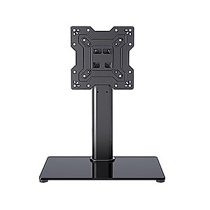XINLEI Universal TV Stand Base, Table Top TV Stand for 17-43 Inch LCD/LED TVs, Height Adjustable Monitor Mount Stand with Tempered Glass Base Holds up to 88lbs VESA 200x200mm, TS103