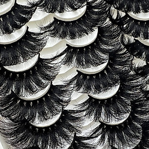 25MM Lashes Mink Fluffy Long 20 Pairs Dramatic 3D Mink Lashes Pack, Reusable 5D Thick Long 25 MM False Mink Eyelashes Bulk