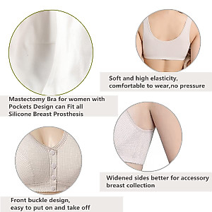 Sibrawom Mastectomy Bra with Pockets for Women Silicone Breast Prosthesis Everyday Bra Women