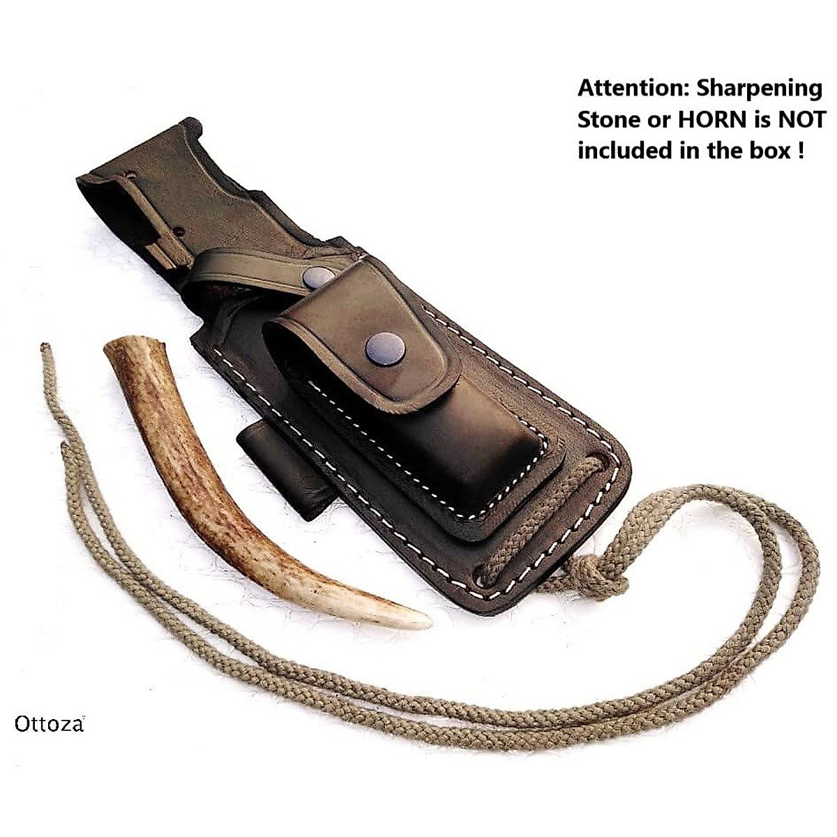 Ottoza Handmade Leather Knife Sheath SIDE DRAW Knife Sheath - Bushcraft Knife Sheath - Hunting Knife Sheath - Survival Knife Sheath - Vertical Knife Sheath Dark Brown TOP GRAIN LEATHER No:207