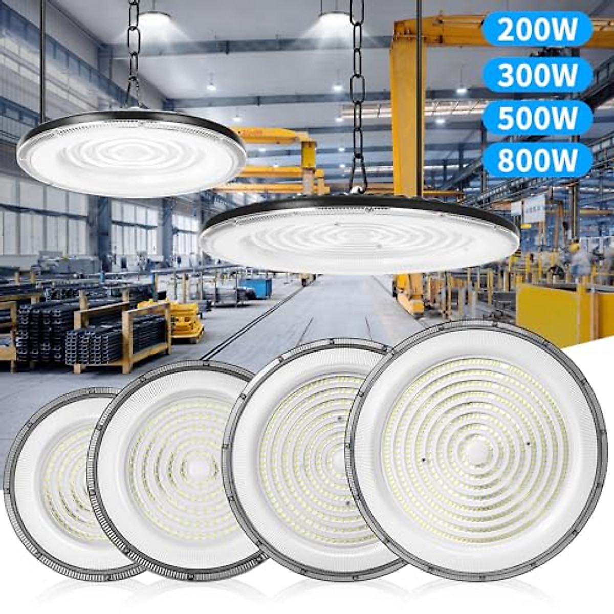 Sararoom 10Packs UFO LED High Bay Light, 200W 20000LM Workshop Lighting, 6500K Daylight White Industrial Lamp High Bay Light, IP66 Waterproof Commercial Bay Lighting for Factories,Garage,Warehouse