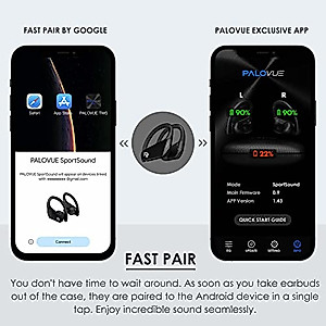 PALOVUE Wireless Earbuds Bluetooth 5.2 Headphones CVC8.0 Noise Cancelling Earbuds for Sport Sweatproof Wireless Earphones, 4 Mic for Clearer Call, Deep Bass Stereo in-Ear Headphones, Fast Pair