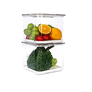 3 Pcs Fruit Fresh Keeper Vegetable Storage Containers Set Fresh Produce Saver with Lids and Vents,Stackable Salad Lettuce Keeper for Refrigerator or Easy Carry,BPA-free Stay Fresh Containers,5.7L&1.7L&1.7L