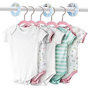 COZYMOOD Velvet Baby Hangers for Closet 50 Pack, Non-Slip Baby Clothes Hangers with 6 Pcs Cute Closet Dividers, Ultra-Thin Small Hangers for Kids Clothes Space Saving Infant & Toddler Hangers, Pink