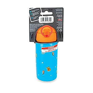 Nuby Thirsty Kids No Spill Flip-It Active Stainless Steel Travel Cup, 14 Oz, Stay Cool Print